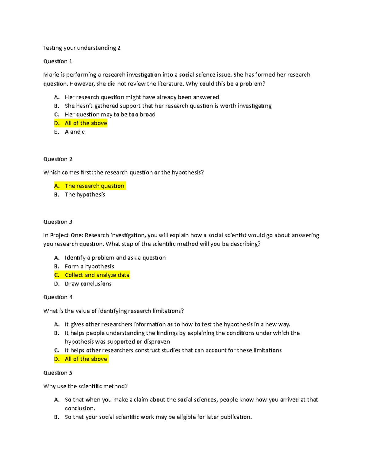 Mind Edge Module Two Exploring Social Science Issues, continued ...
