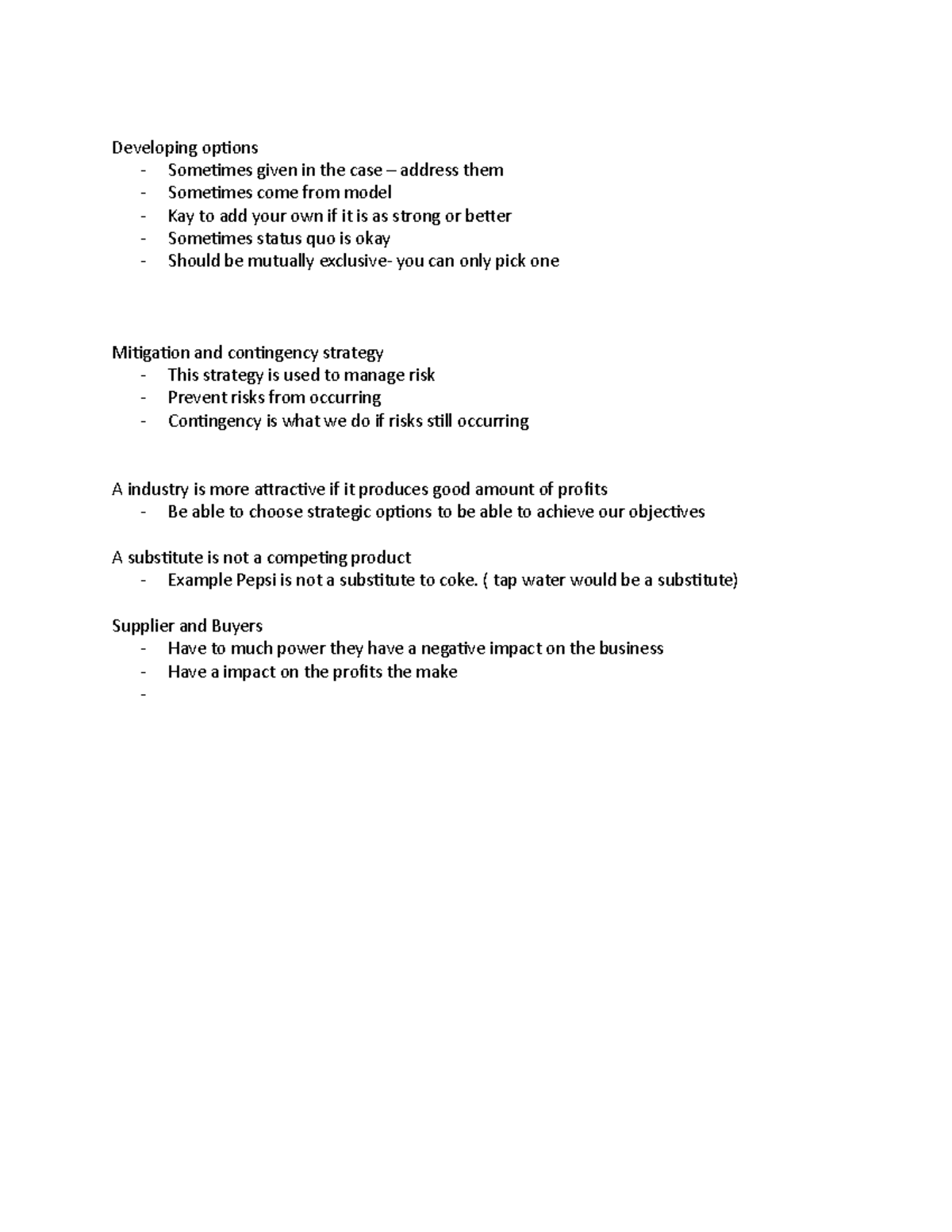 BU111 Lecture Notes 5 - Developing options - Sometimes given in the ...