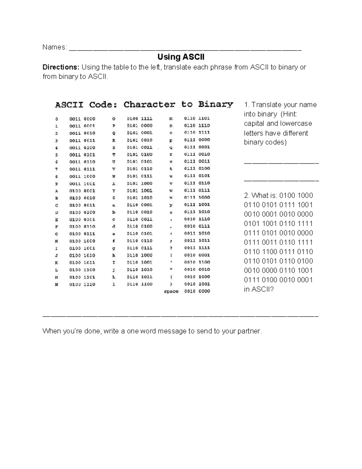 4.3 Using Ascii - Names ...