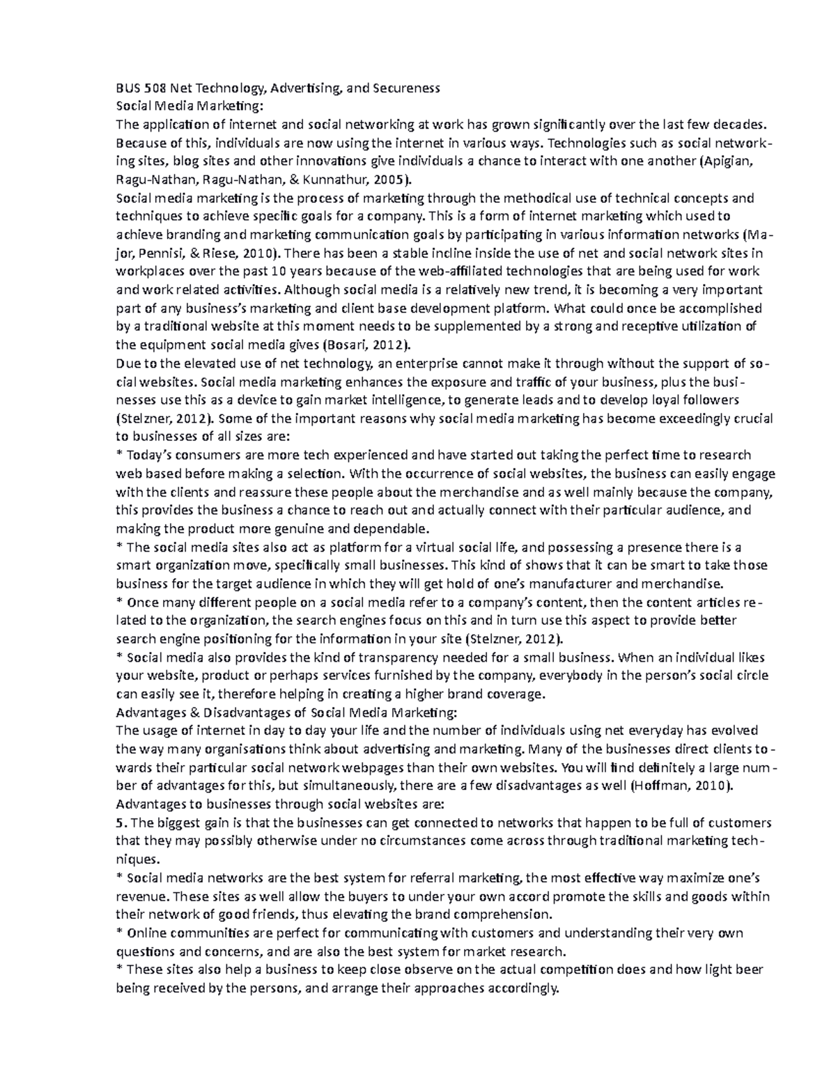 BUS 508 Internet Technology, Marketing, and Security 1 - BUS 508 Net ...