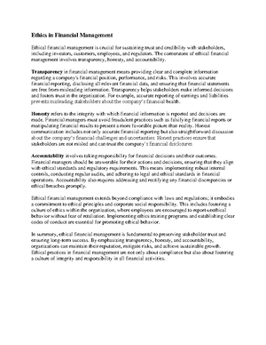 Integrating ethics into financial management - Ethics in financial ...