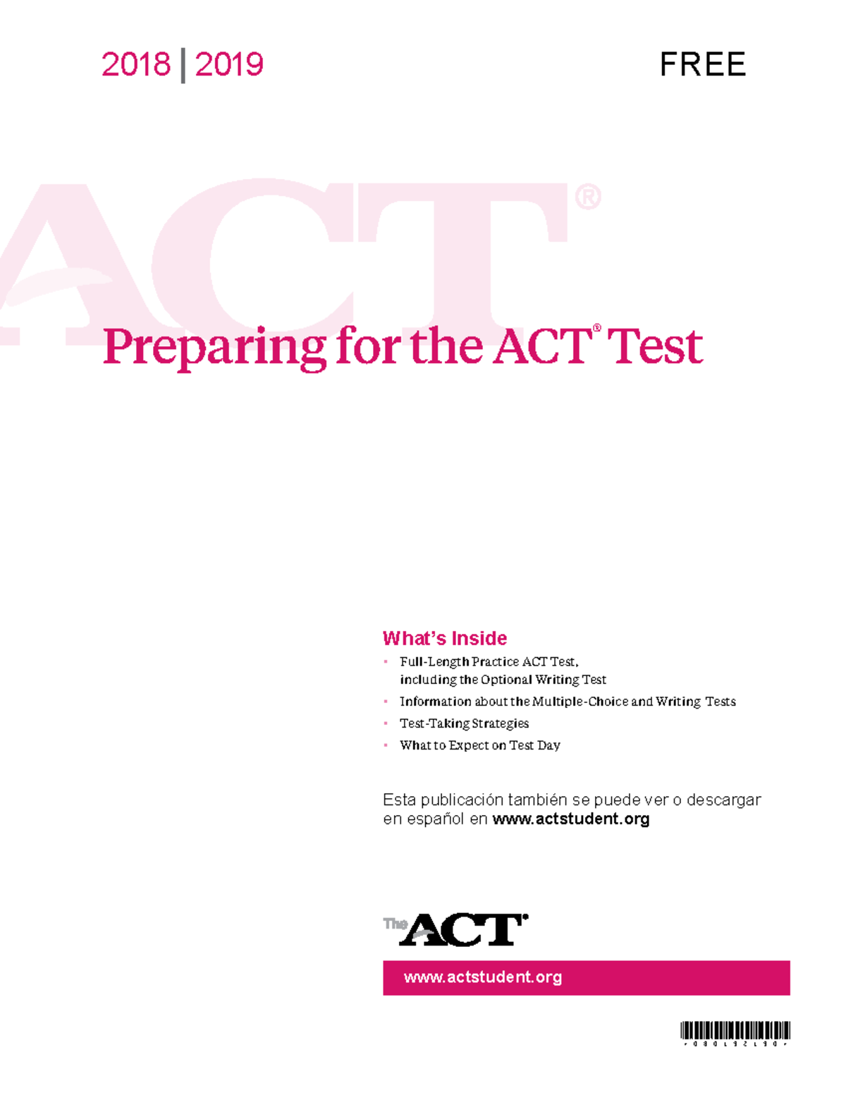 ACT2018-2019 - Practice - 2018 l 2019 FREE Preparing for the ACT ® Test ...