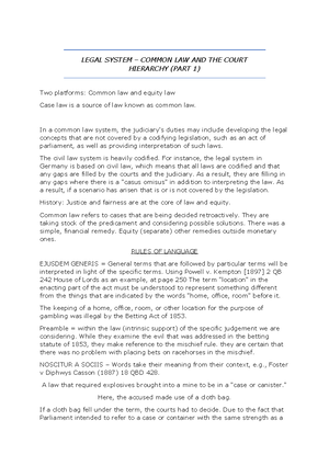 English Legal System Notes - English Legal System, Method and Skills ...