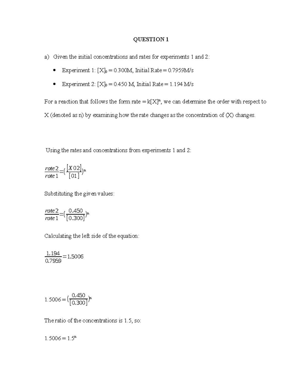 AN20240131-811 final - questions for chem - QUESTION 1 a) Given the ...