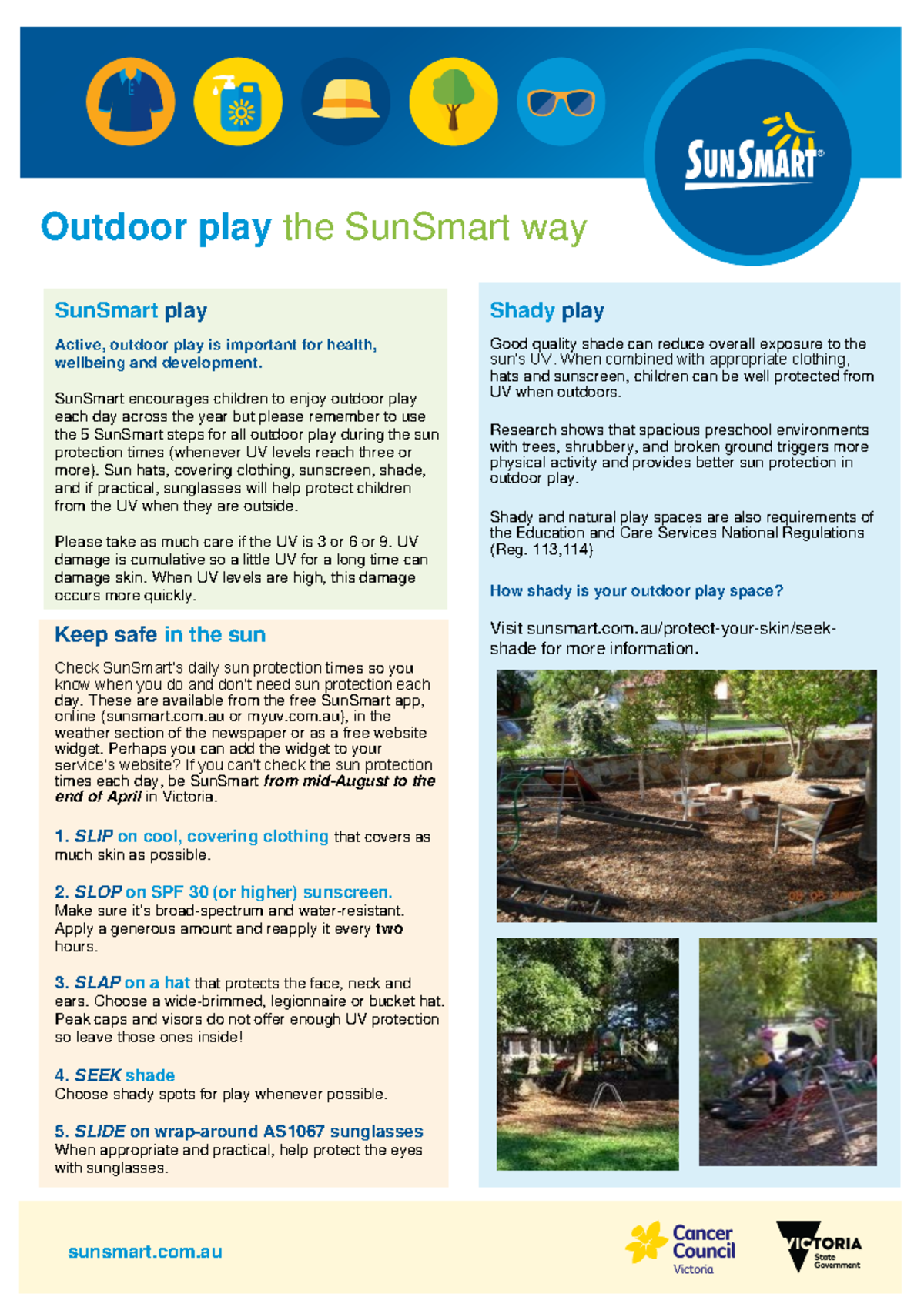 child care information for parents - sunsmart.com SunSmart play Active ...