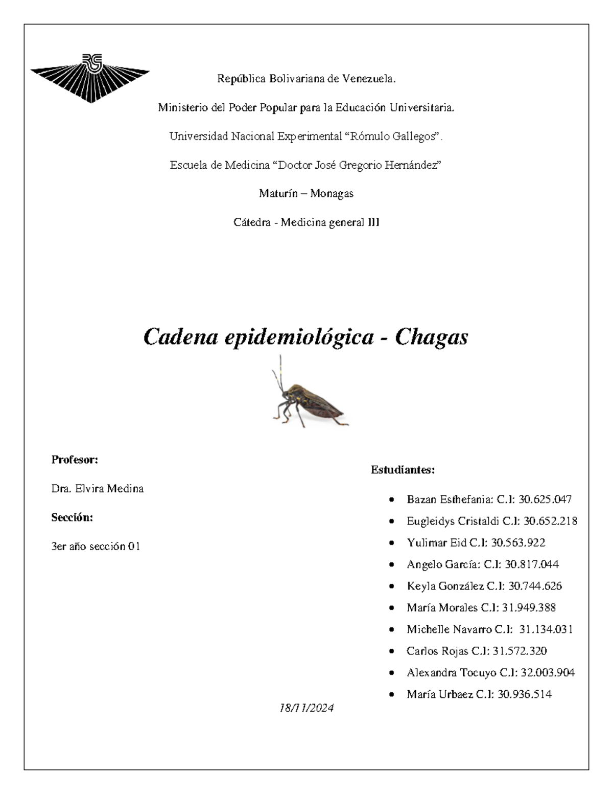 Cadena epidemiológica de Chagas - República Bolivariana de Venezuela ...