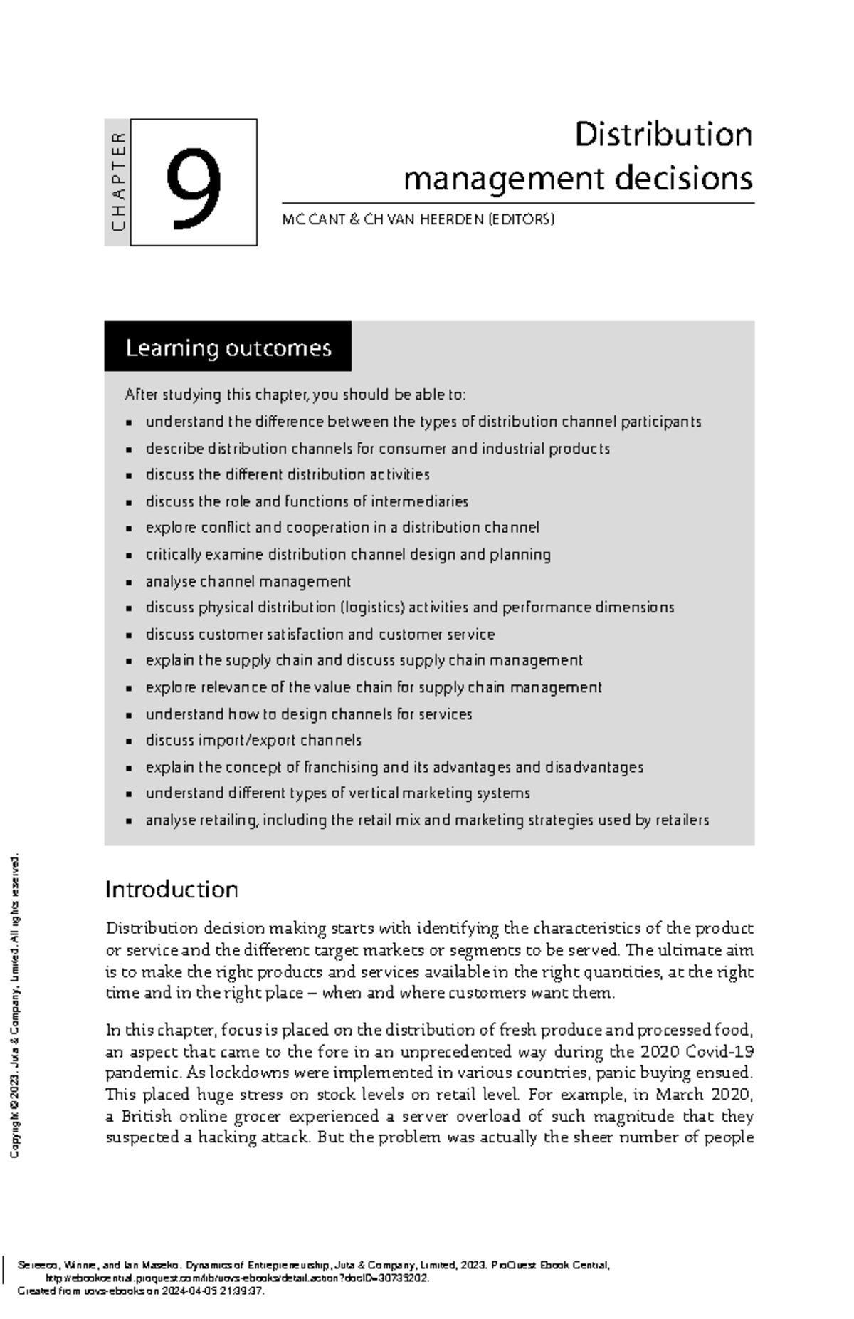 Dynamics of Entrepreneurship - (Chapter 9 Distribution management ...