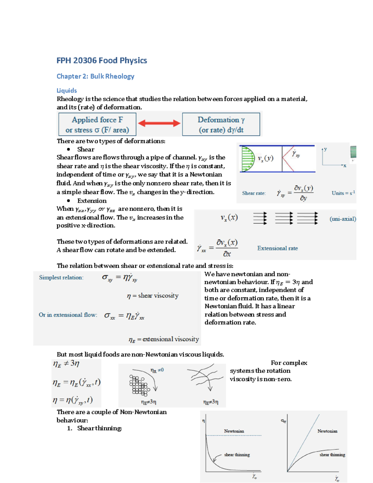 FPH 20306 sam - Samenvatting tm6 - FPH 20306 Food Physics Chapter 2 ...