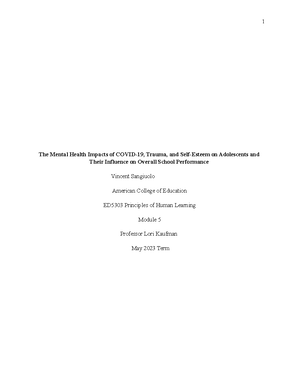 ACE ED5353 mod 5 application-reflection - Vincent Sangiuolo American College of Education ED5303 ...