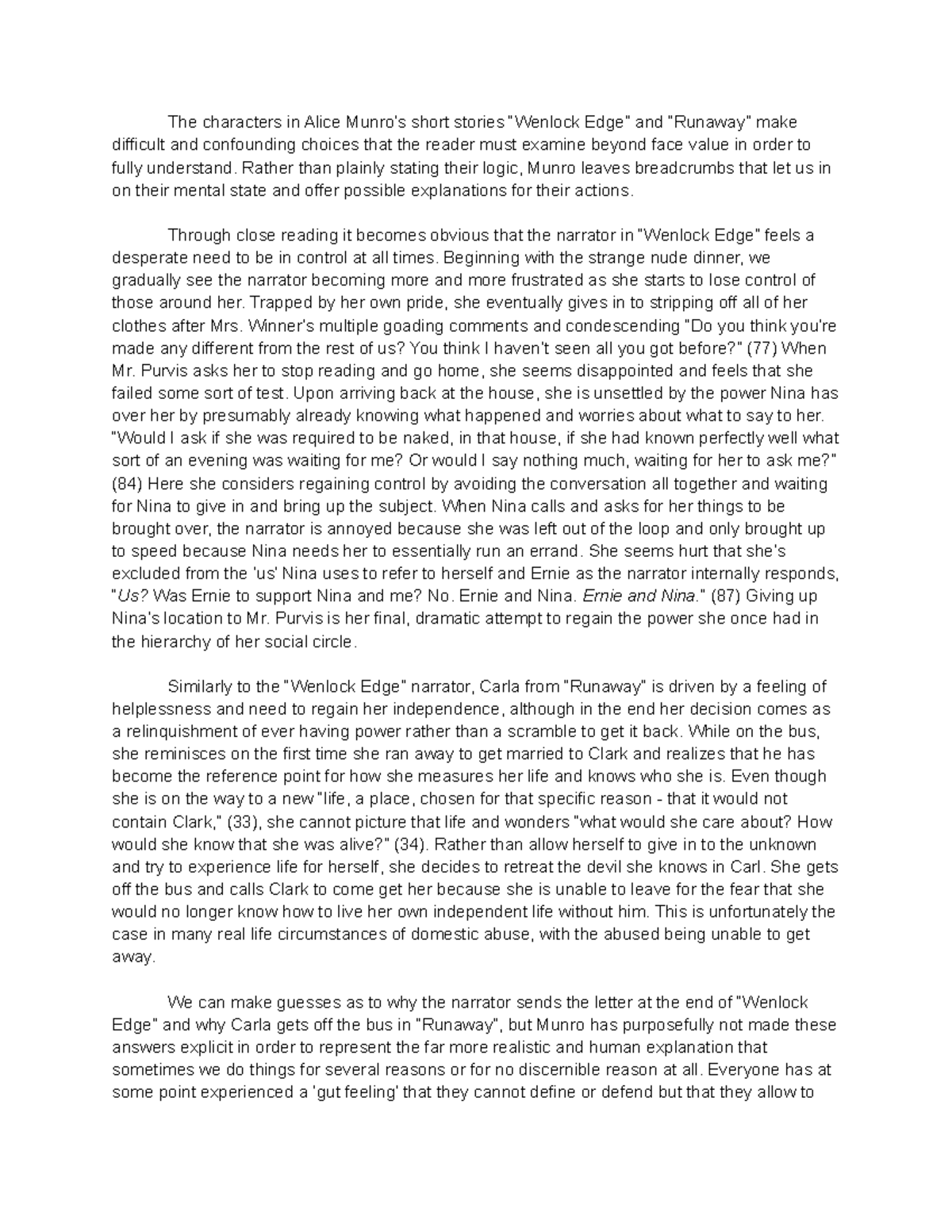 Week 6 - Munro (Revised) - The characters in Alice Munro’s short ...