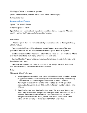 Speech 2 Final Outline - Don't copy - Final Typed Outline for ...