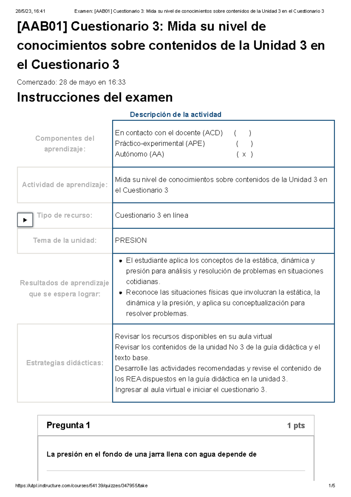 Examen [AAB01] Cuestionario 3 Mida su nivel de conocimientos sobre ...