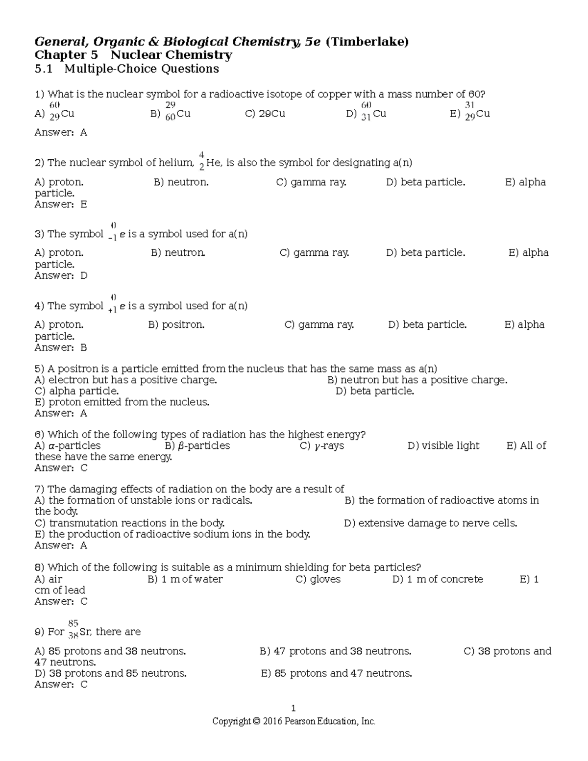 Ch. 5 Study Guide - General, Organic & Biological Chemistry, 5e ...