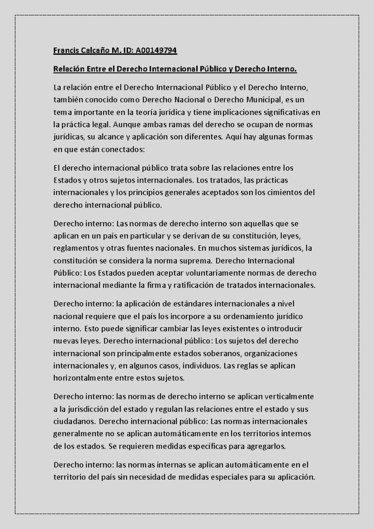 Ensayo de relacion entre derecho publico y derecho interno - Francis ...