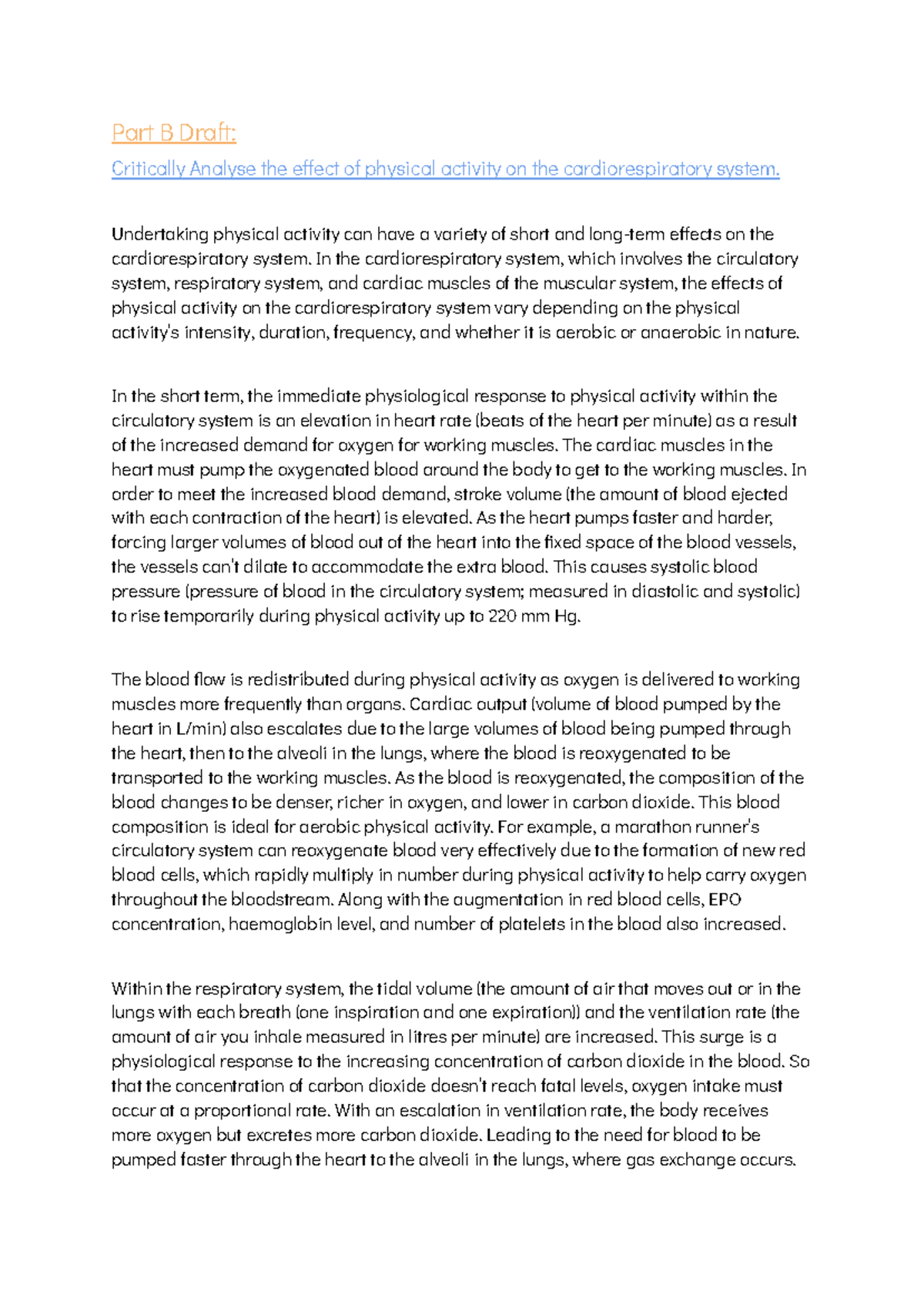 The Body in Motion Analysis Draft Document - Part B Draft: Critically ...