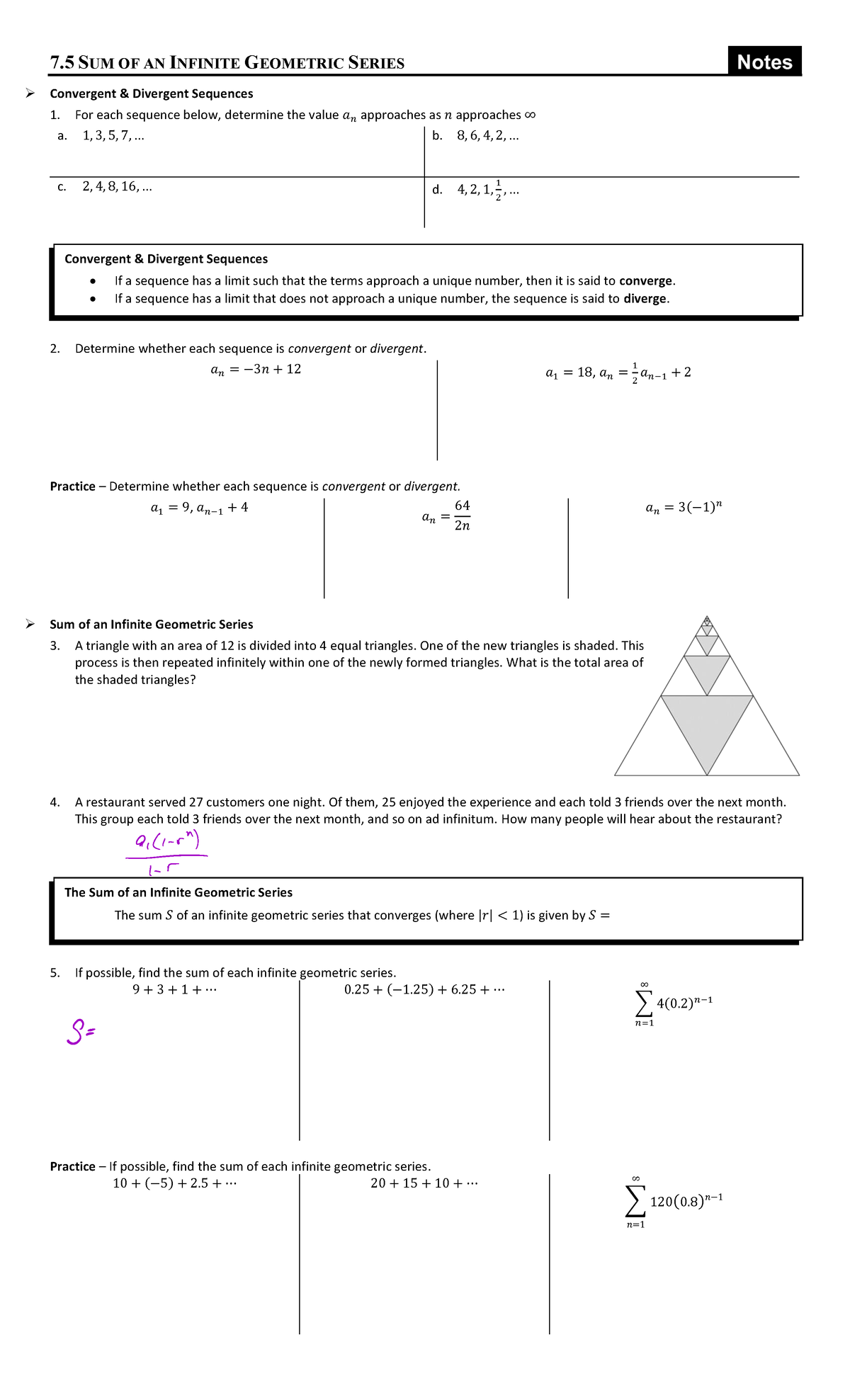 7.5 Sum of an Infinite Geometric Series [Solutions] - 7 SUM OF AN ...