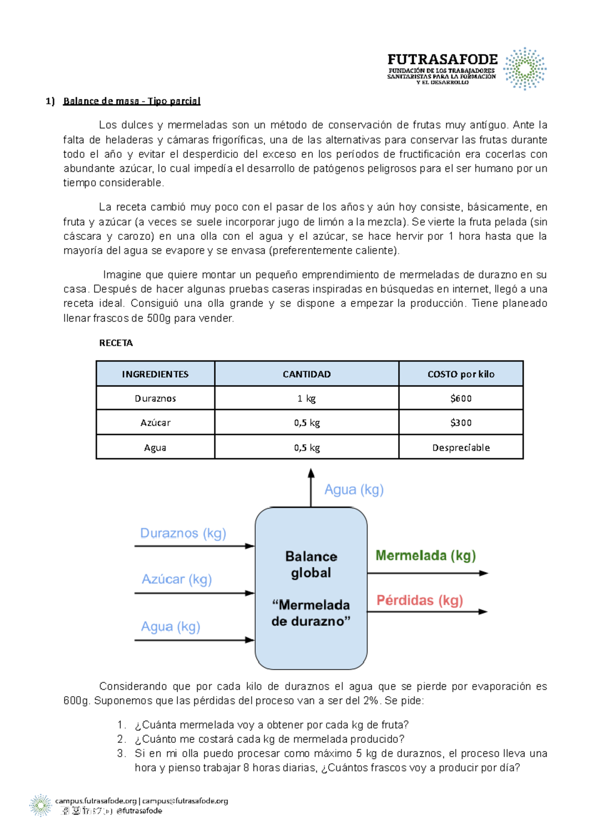 Ejercicio - Balance de masa tipo parcial - Balance de masa - Tipo ...
