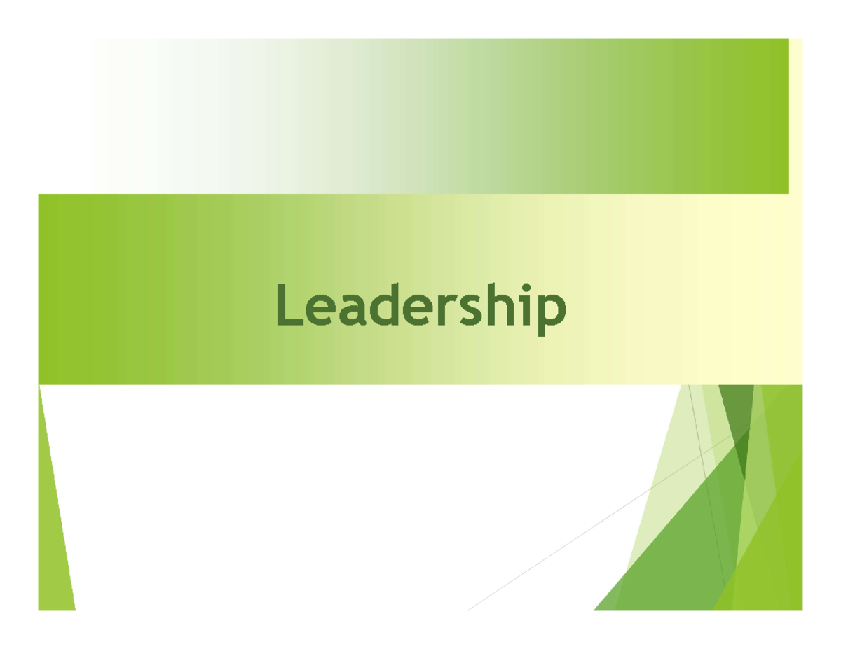 Chapter 07 - LEC NOTES - LeadershipLeadership LeadershipLeadership ...
