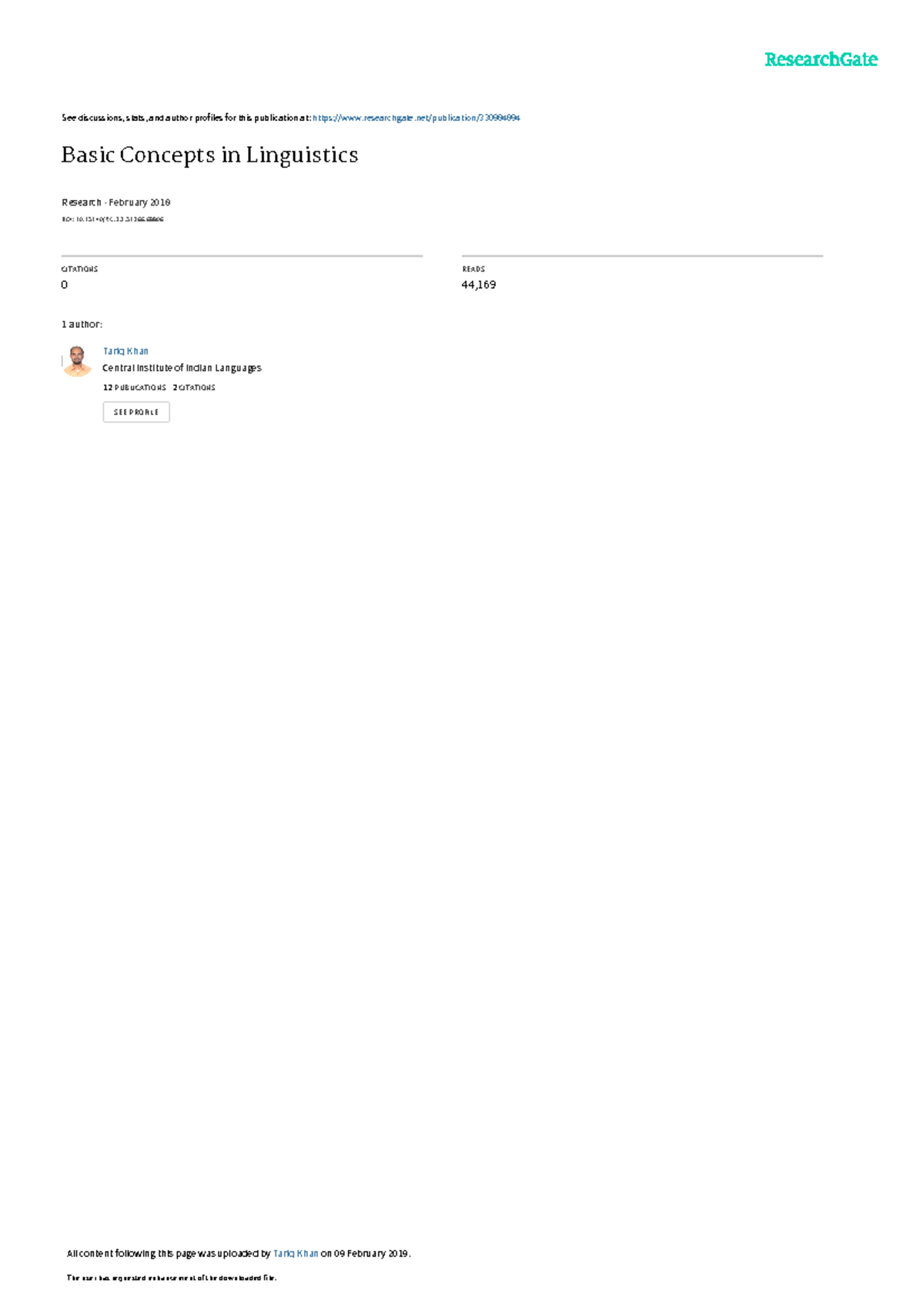 Basic Concepts In Linguistics UGC EPathshala - See discussions, stats, and author profiles for ...