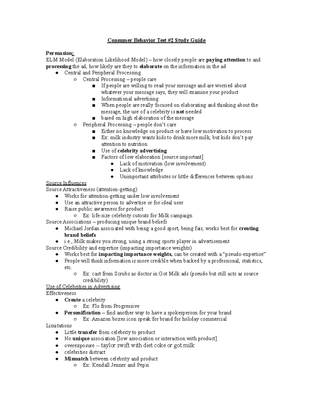 Cosumer Behavior Test #2 Study Guide - Consumer Behavior Test #2 Study ...