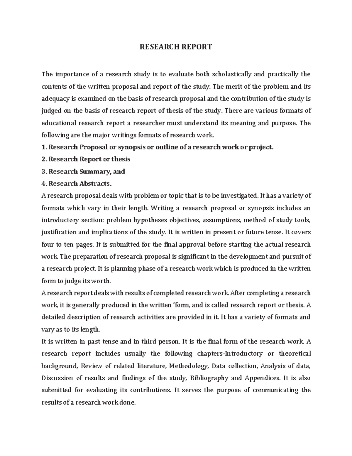 Introduction to Research Report - RESEARCH REPORT The importance of a ...