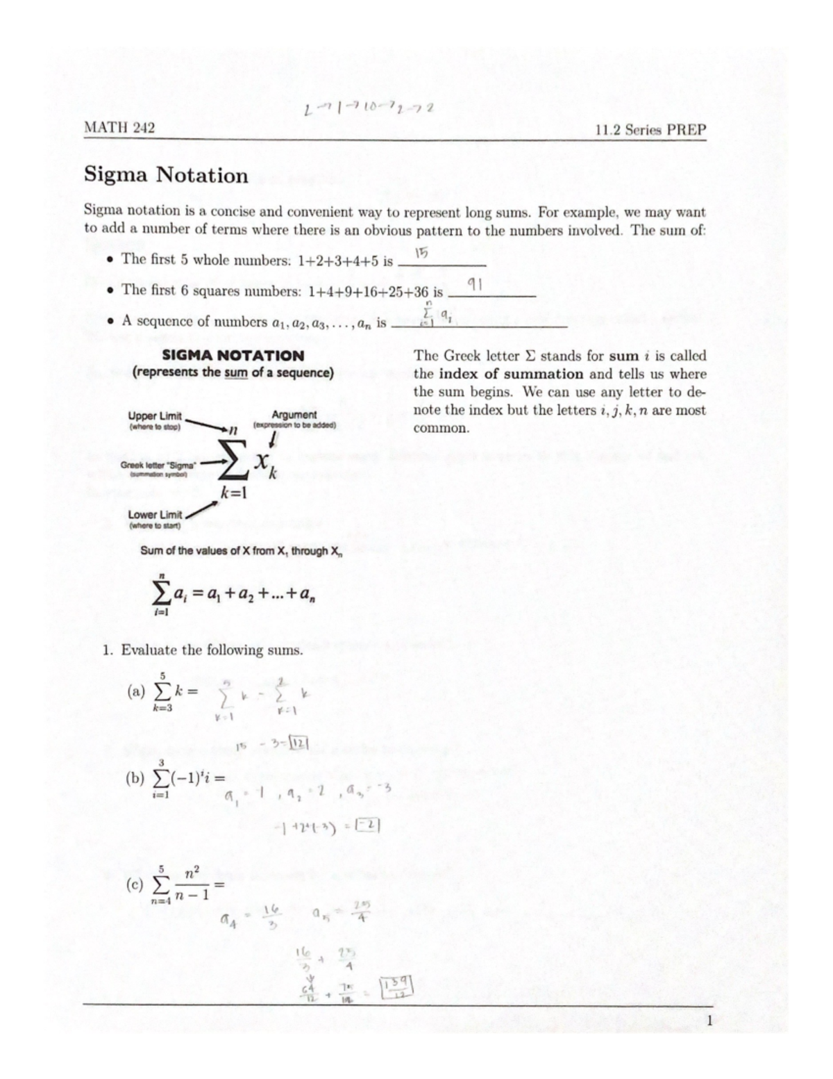 MATH 242 11 - Chapter 11 lesson 2 lecture notes, Dr. Liu - MATH 242 ...