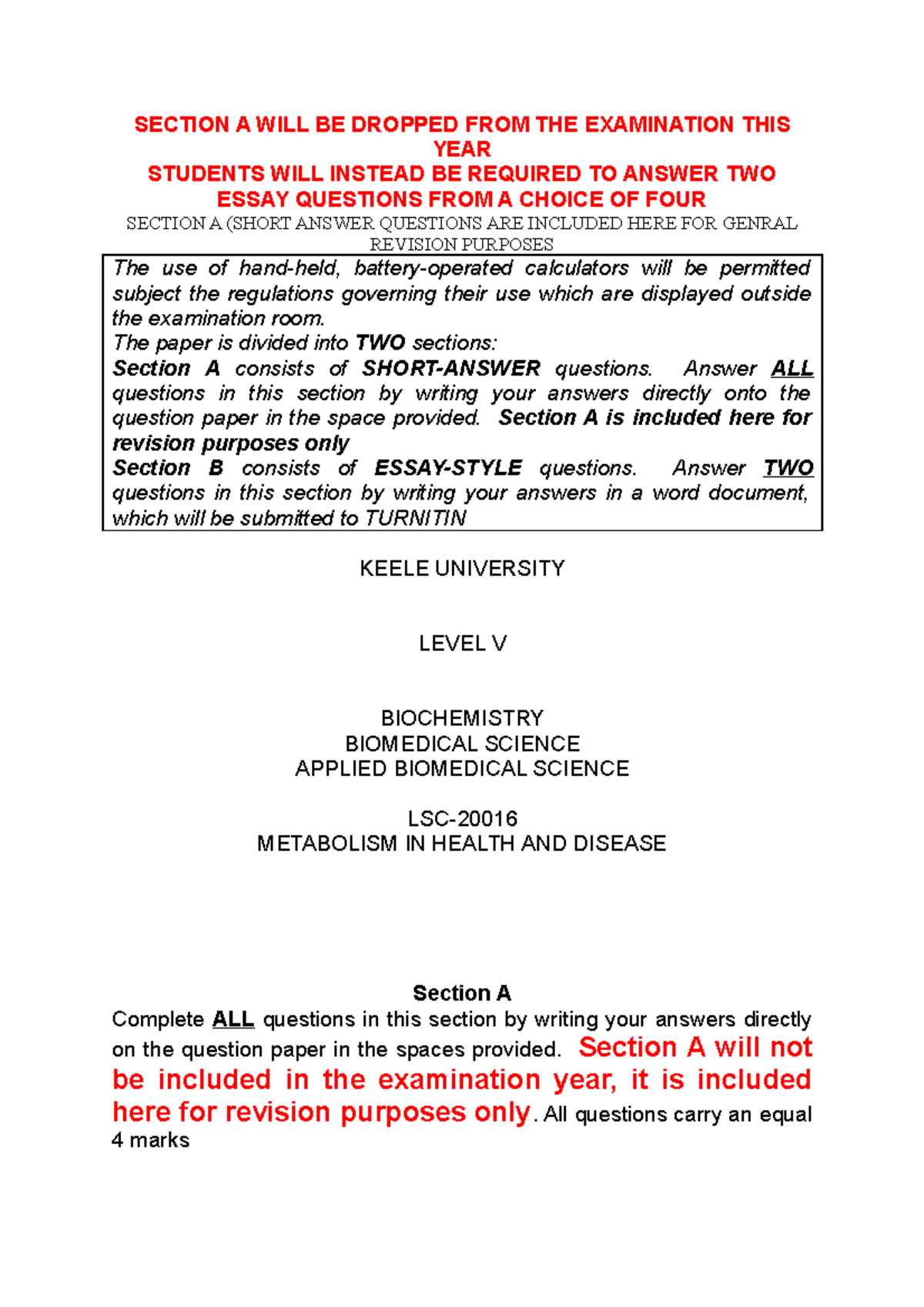 LSC-2001 6 Sample EXAM Paper (updated to reflect changes to assessment ...