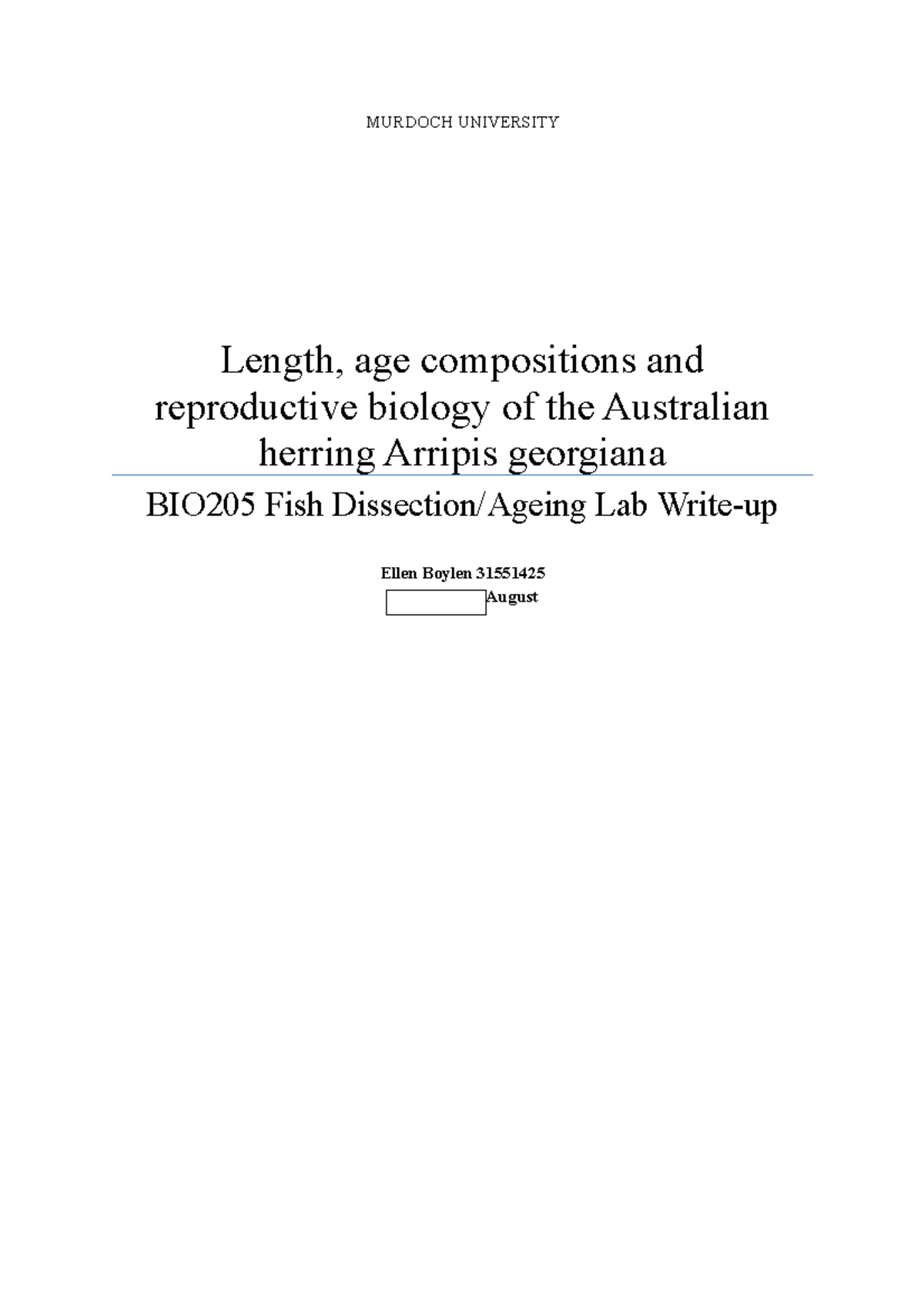 Seminar assignments - Fish lab - MURDOCH UNIVERSITY Length, age ...