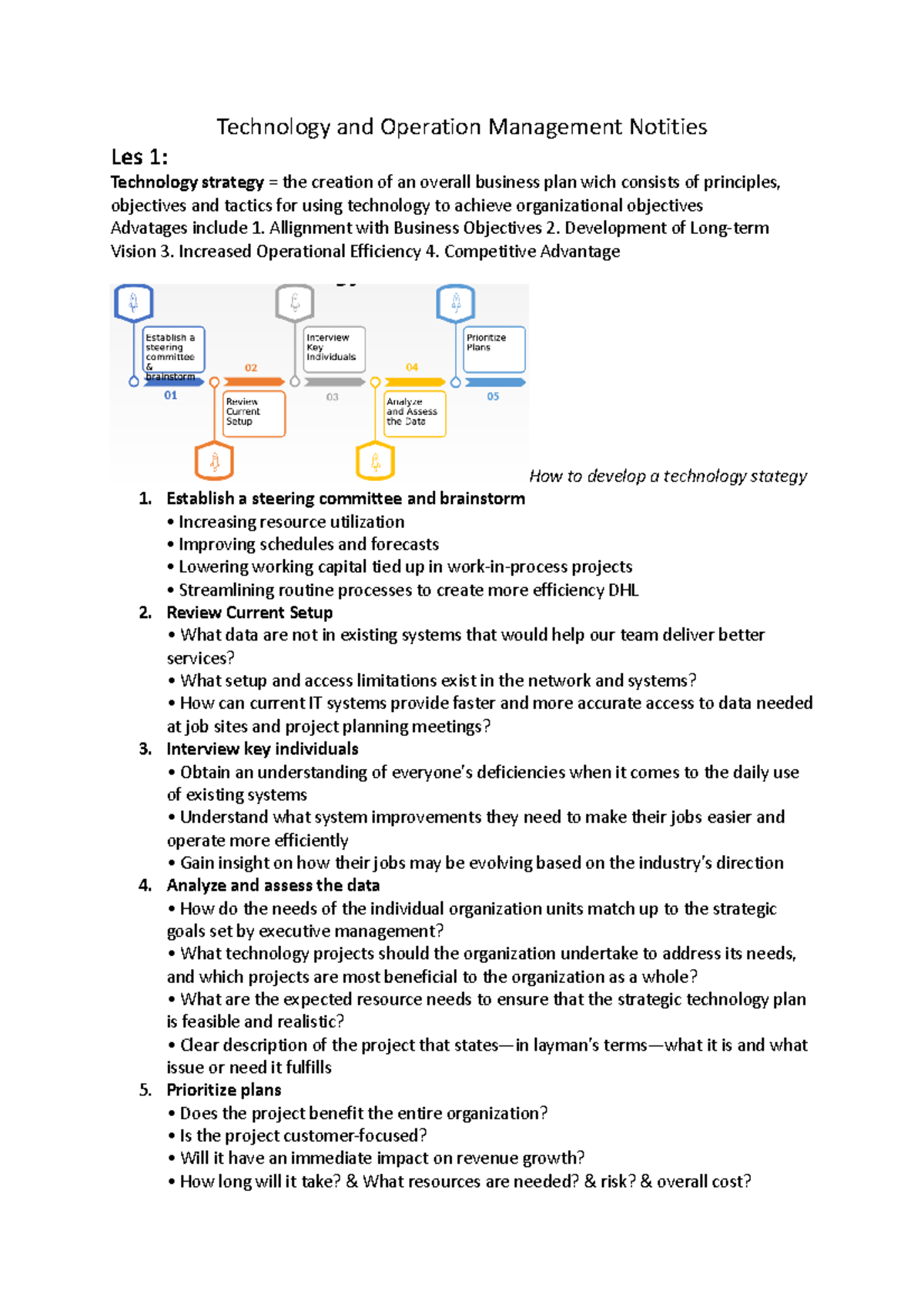 Technology and Operation Management Notities - Allignment with Business ...
