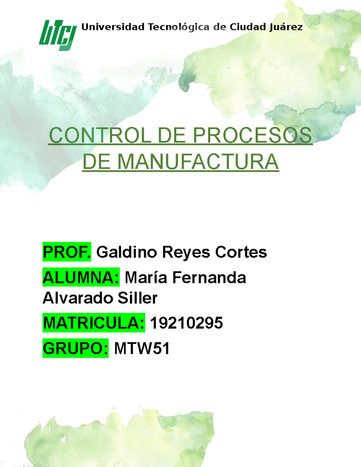 Monitoreo de procesos - CONTROL DE PROCESOS DE MANUFACTURA PROF ...