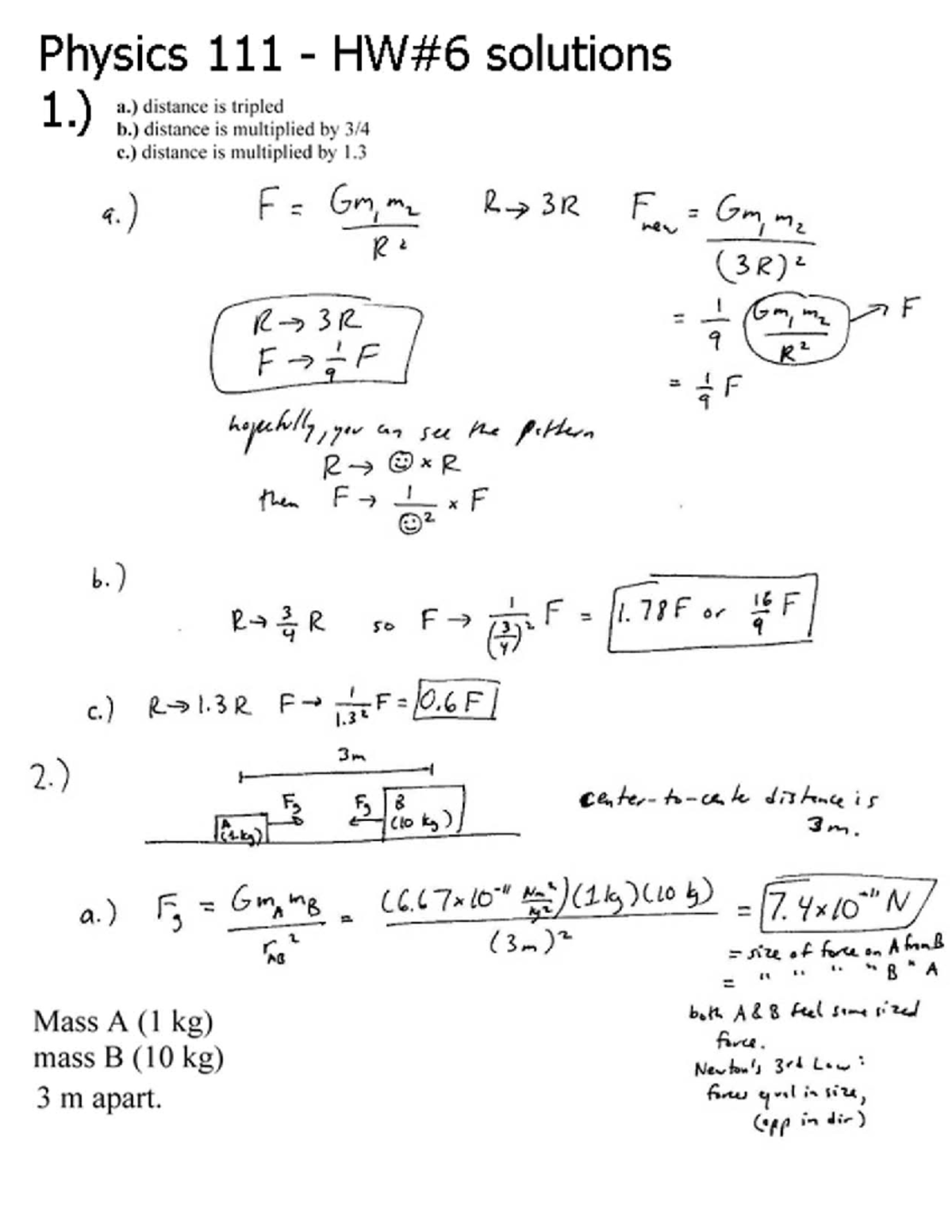 P111hw6solnsfall 07 - Solutions to homework assignment 6 - Physics ...