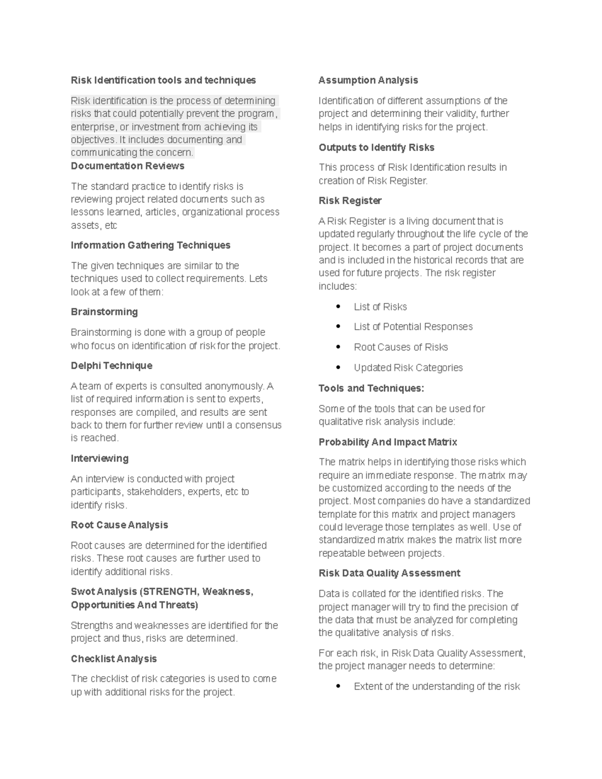 Risk Identification Tools And Techniques It Includes Documenting And risk-identification-tools-and-techniques-it-includes-documenting-and