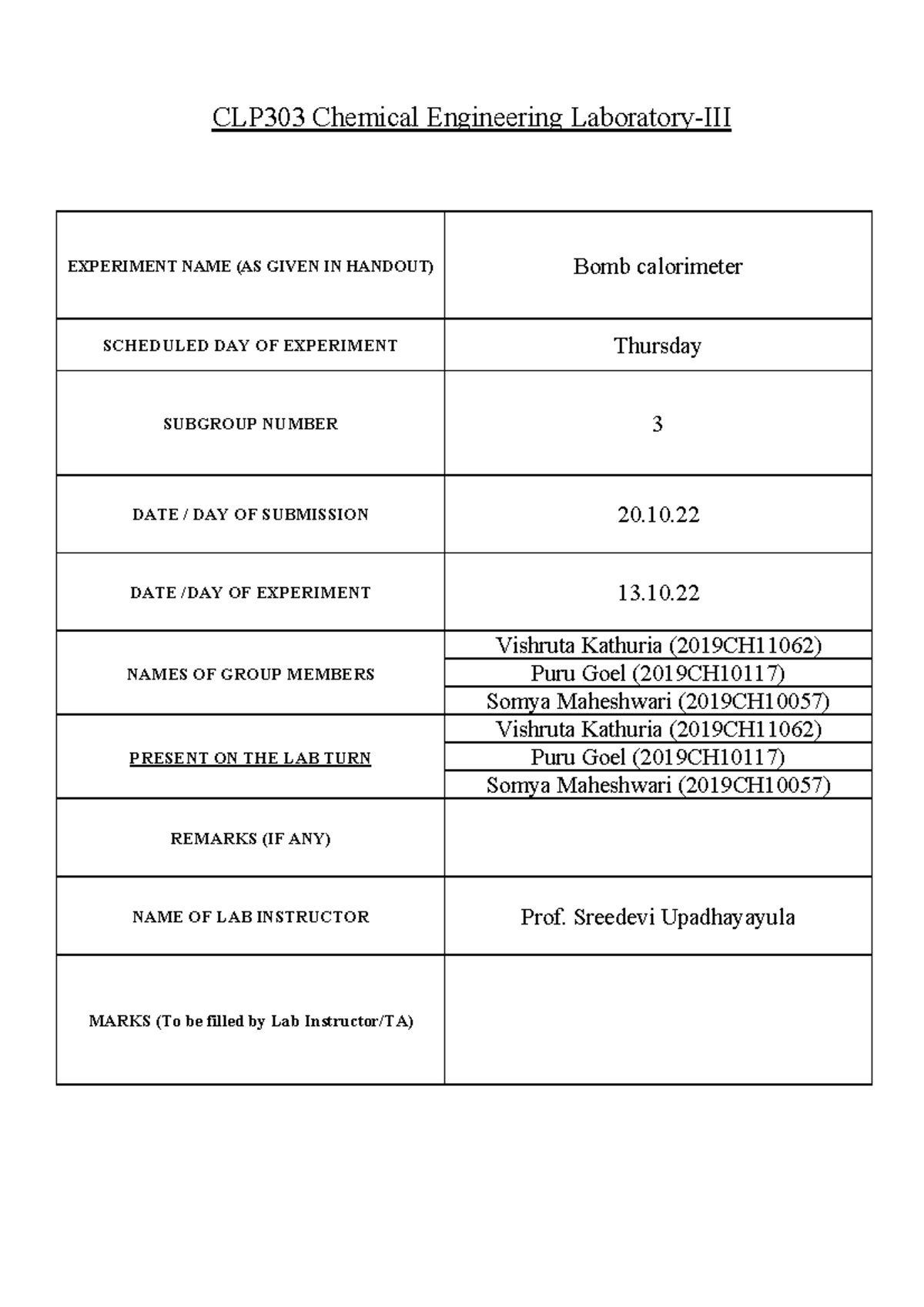 Exp10 final - Chemical Engineering Practical - CLP303 Chemical ...