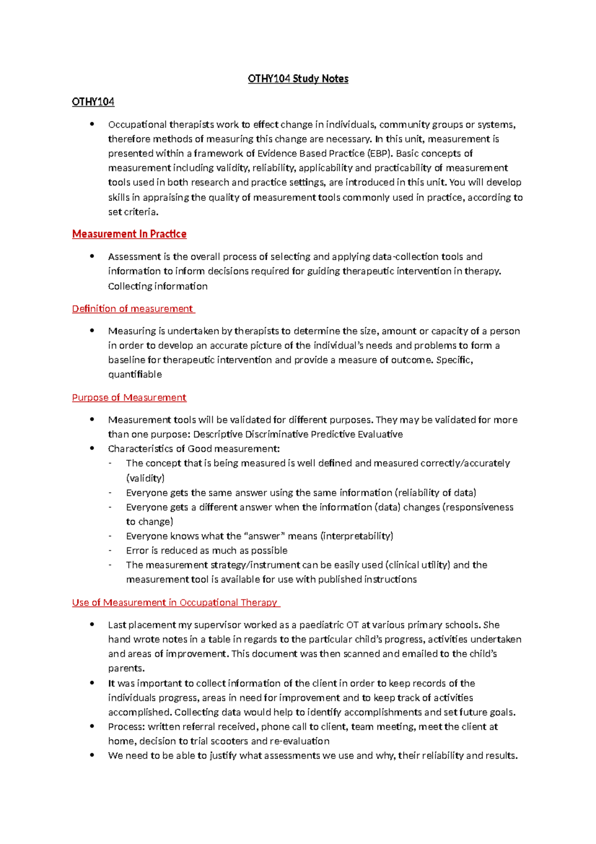 OTHY104 Exam Definitions and Terms Summary - OTHY104 - ACU - Studocu