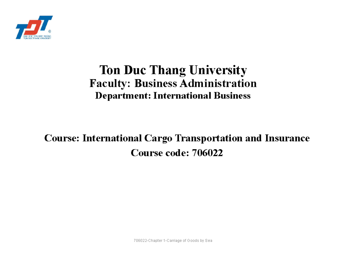 Elearning-Chapter 1-Introduction to sea transport rv - Ton Duc Thang University Faculty ...