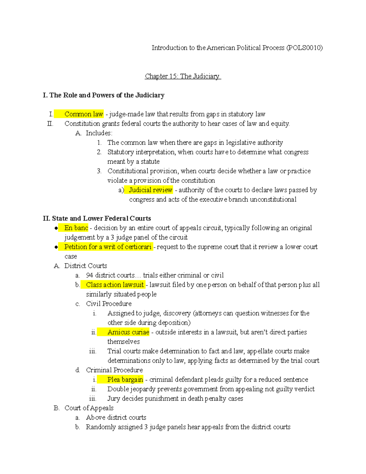 Chapter 15 The Judiciary - Introduction to the American Political ...