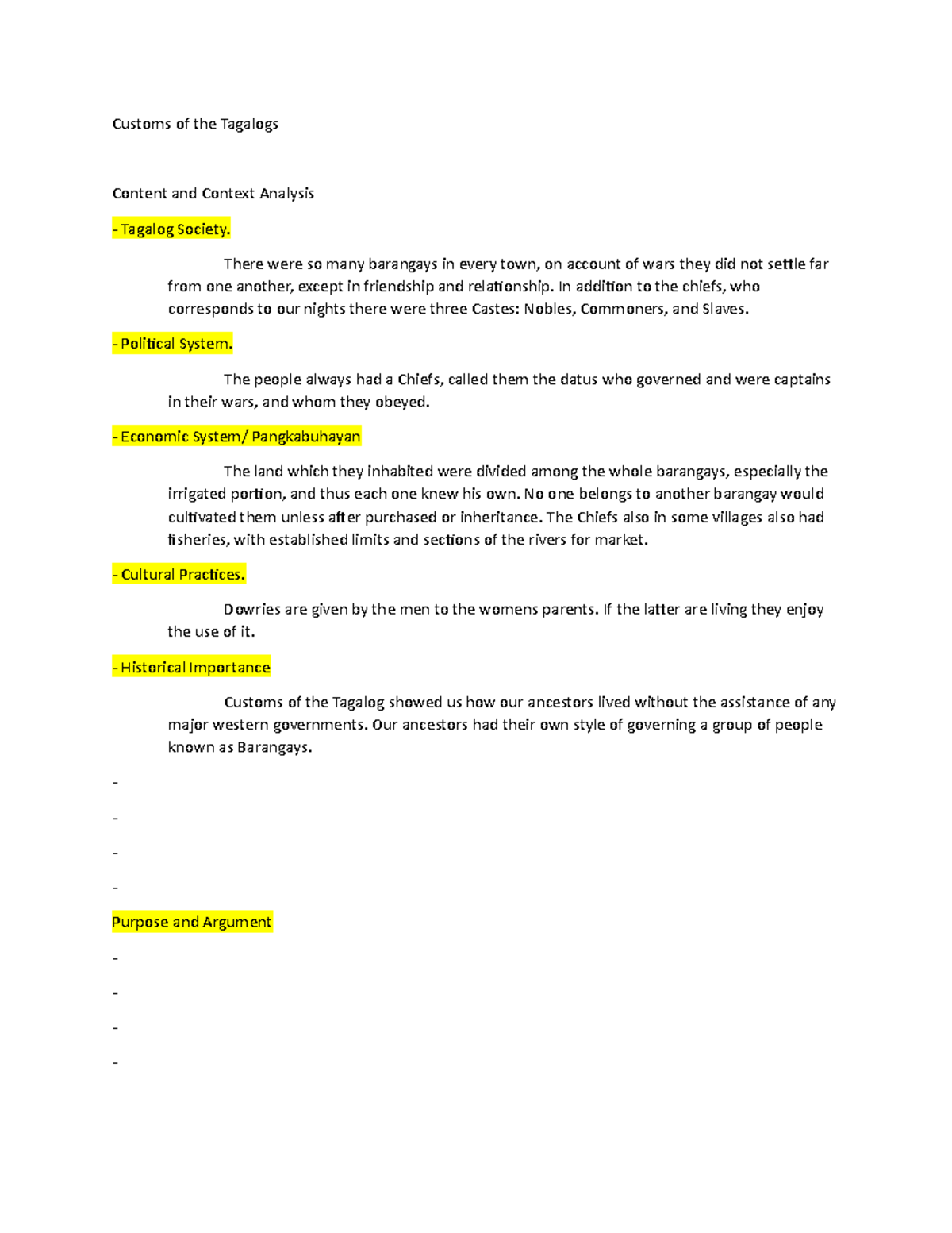 Customs of the Tagalogs - Customs of the Tagalogs Content and Context ...