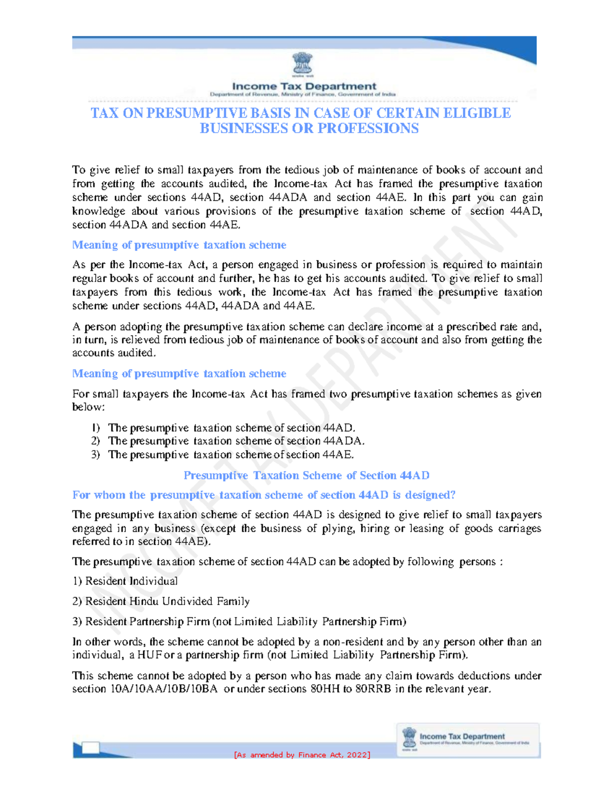 13. tax on presumptive basis in case of certain eligible businesses ...