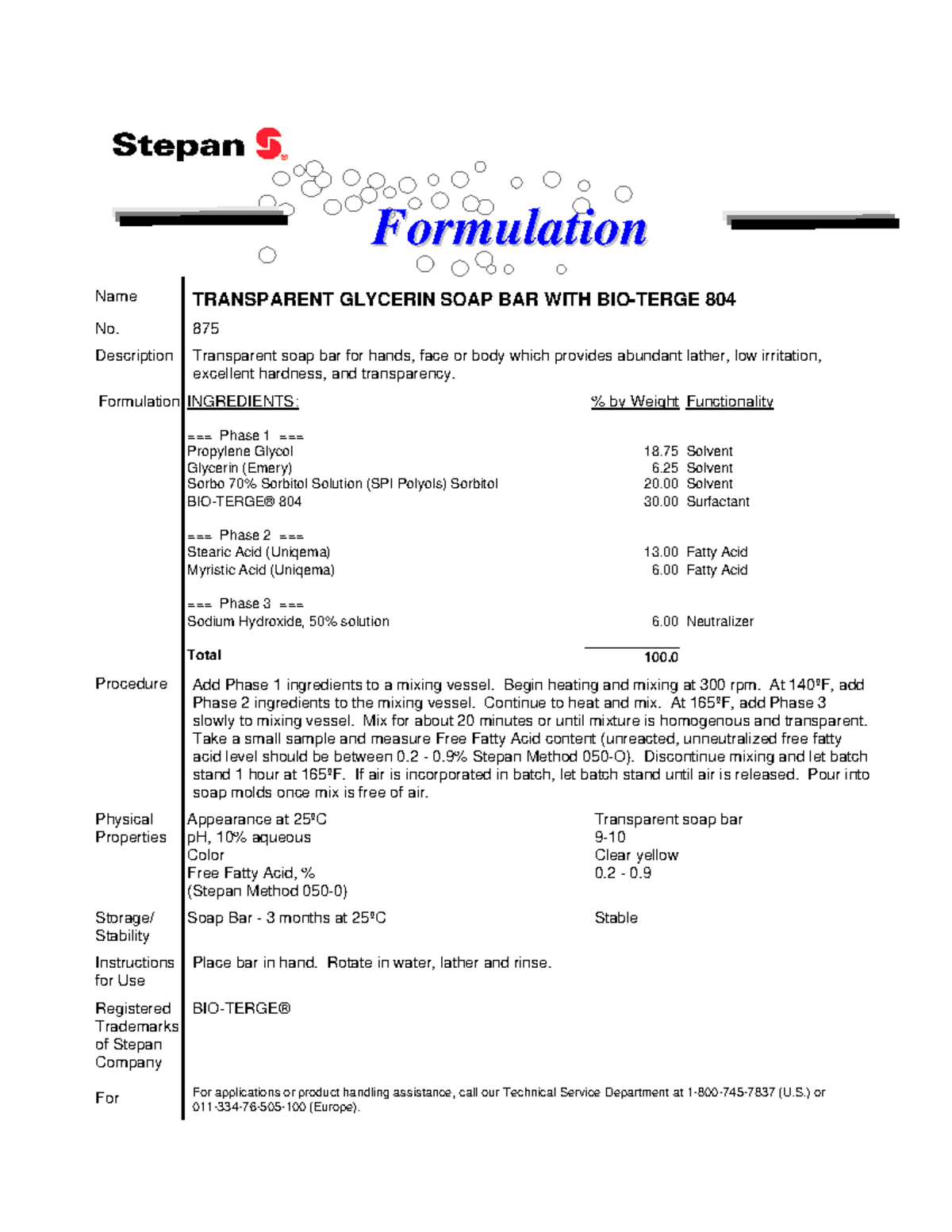 Transparent Glycerin SOAP BAR WITH BIO- Terge 804 ...