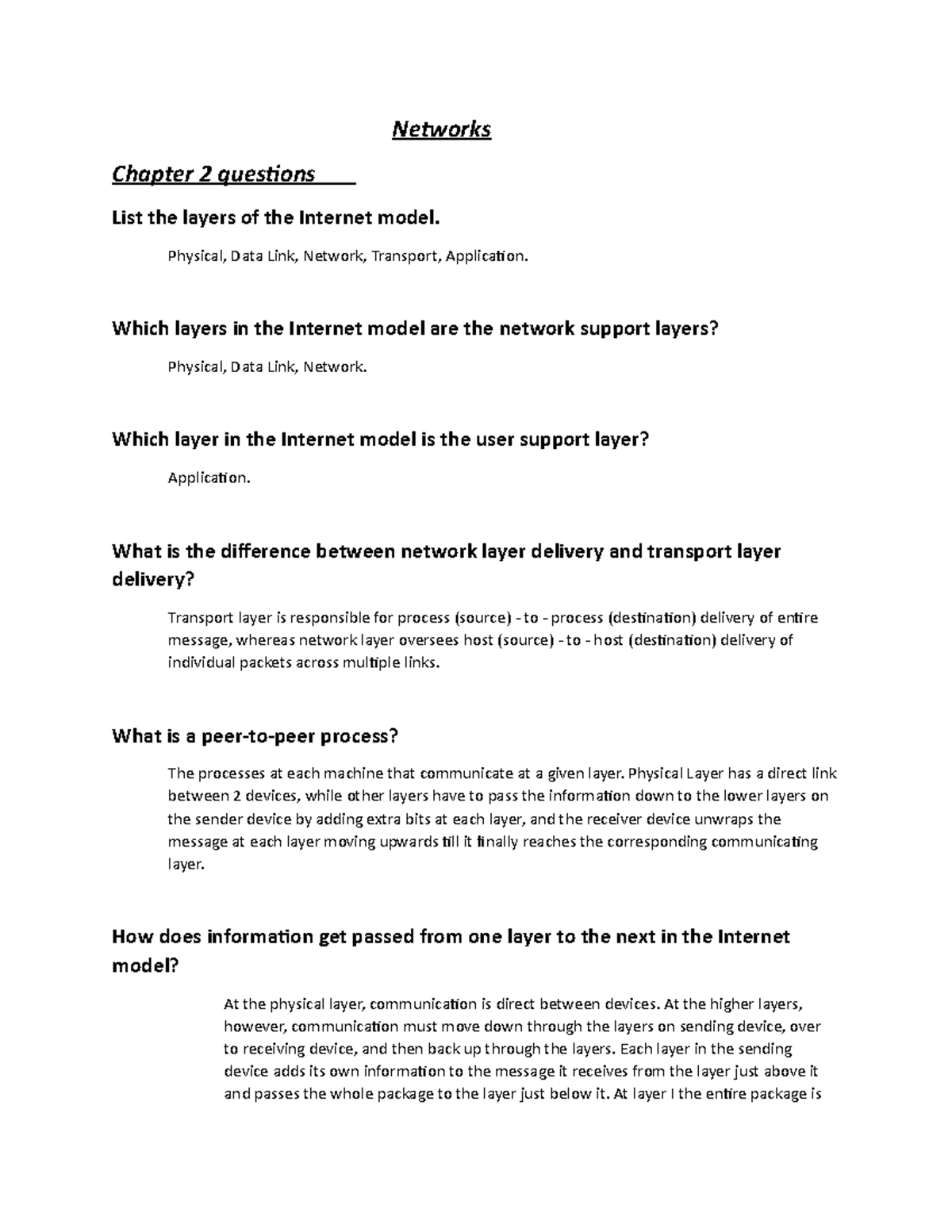 Chapter 2 questions networks - Networks Chapter 2 questions List the ...