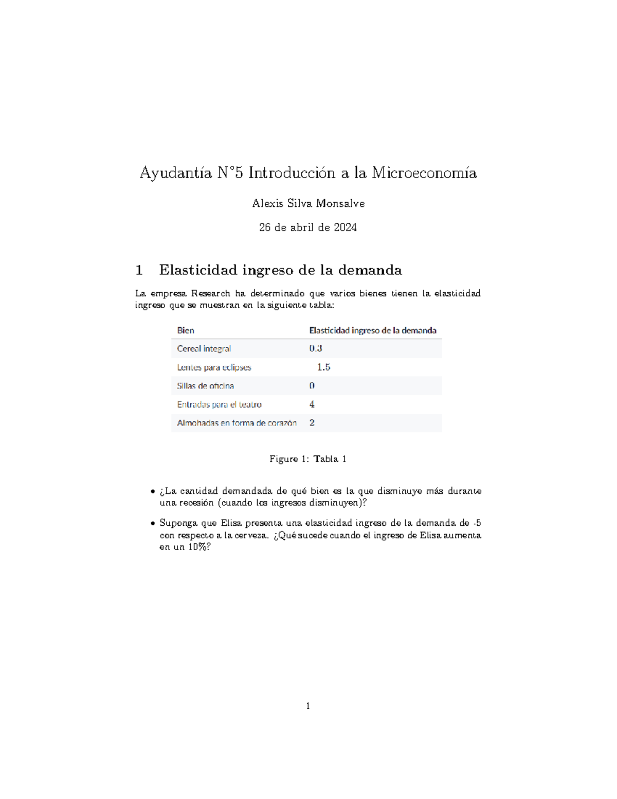 Ayudant Ã a NÂ°5 Introducci Ã³n a la Microeconom Ã a - Ayudant ́ıa N°5 Introducci ́on a la - Studocu