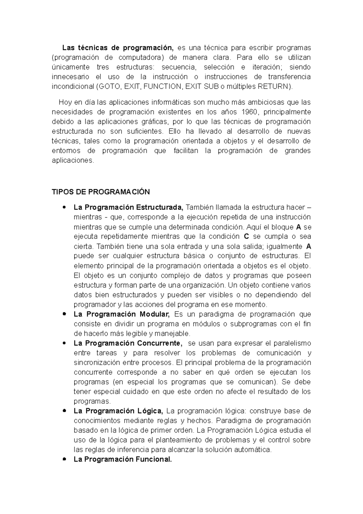 Las técnicas de programación - Las técnicas de programación, es una ...