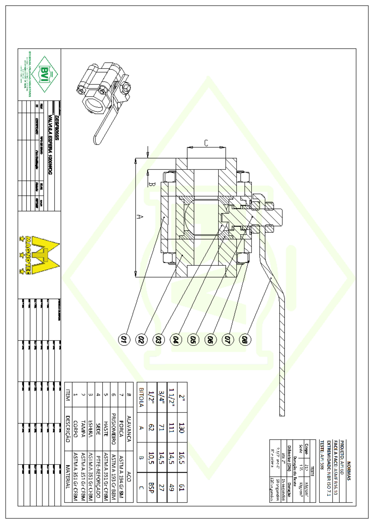 ESF 1000 WOG - NORMAS PROJETO: API 6D FACE A FACE: ASME B16 EXTREMIDADE ...