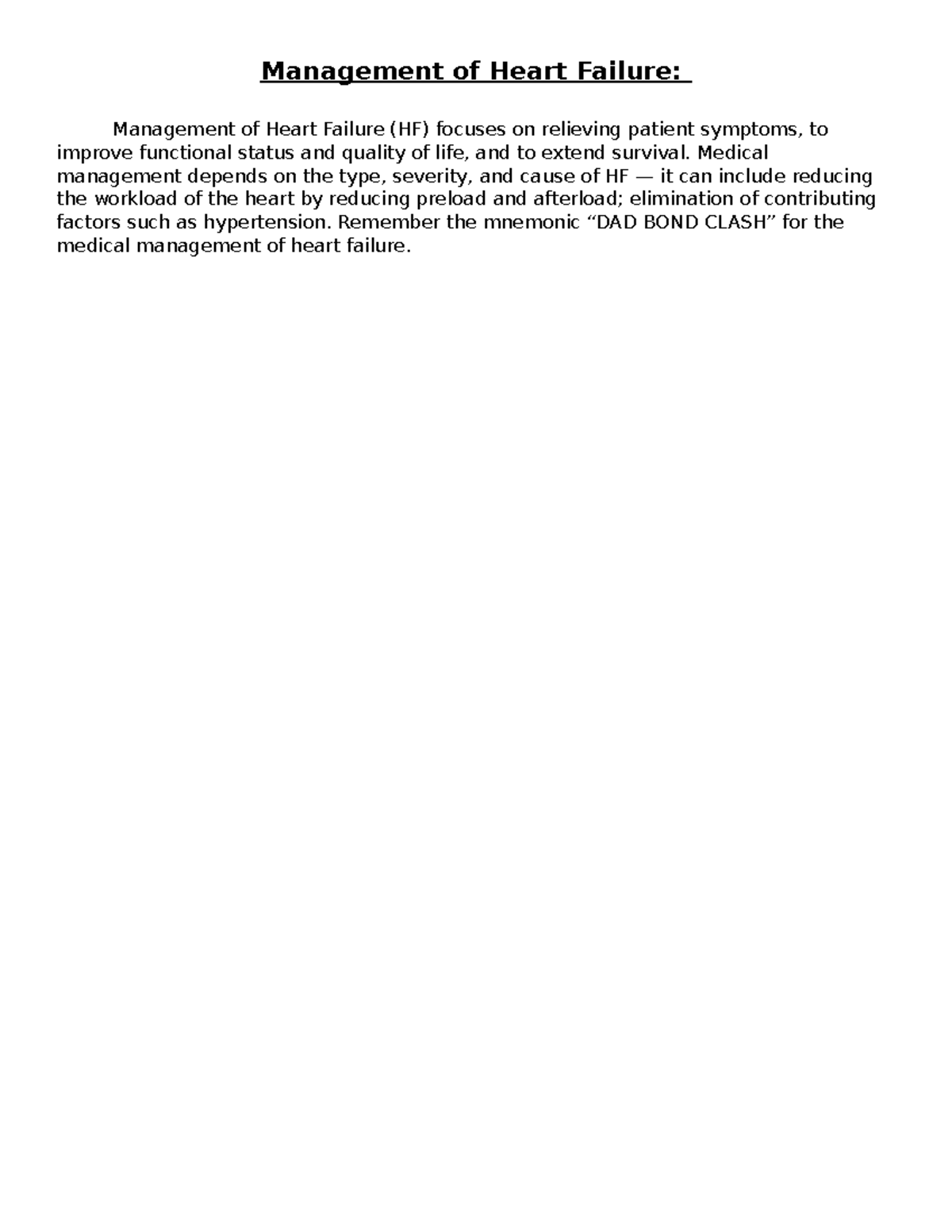 Management of Heart Failure - Management of Heart Failure: Management ...