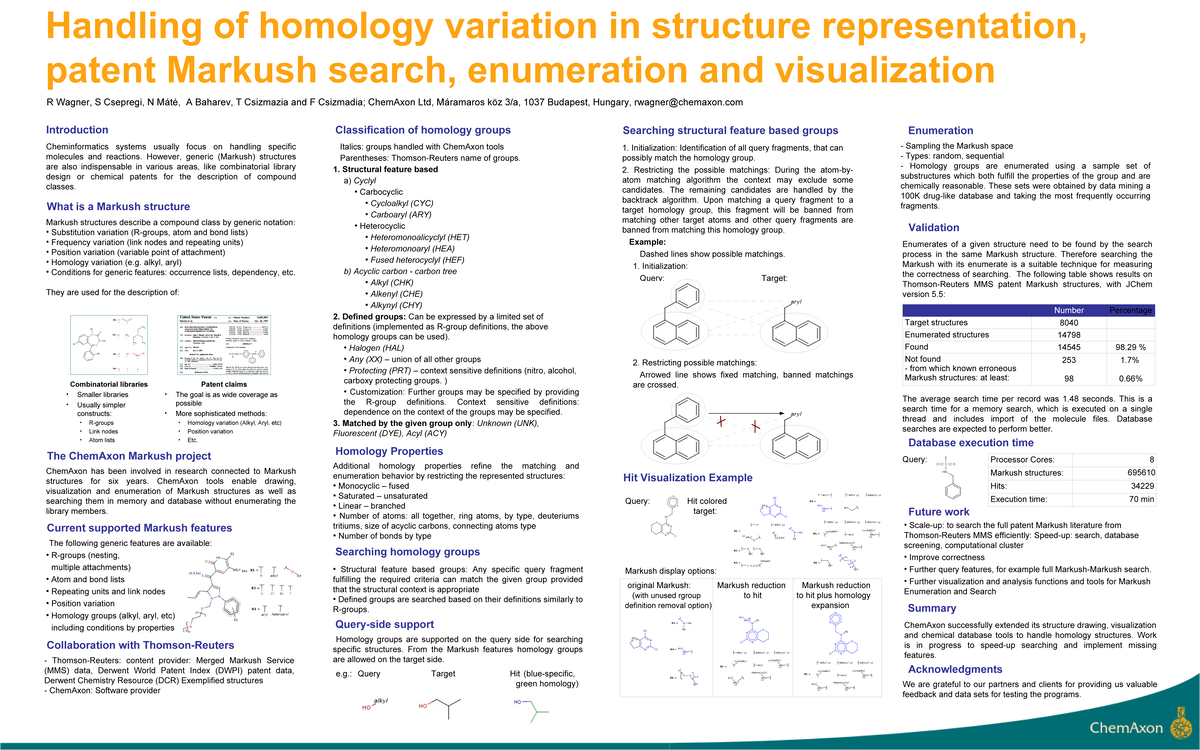 The Chem Axon Markush - Handling of homology variation in structure ...