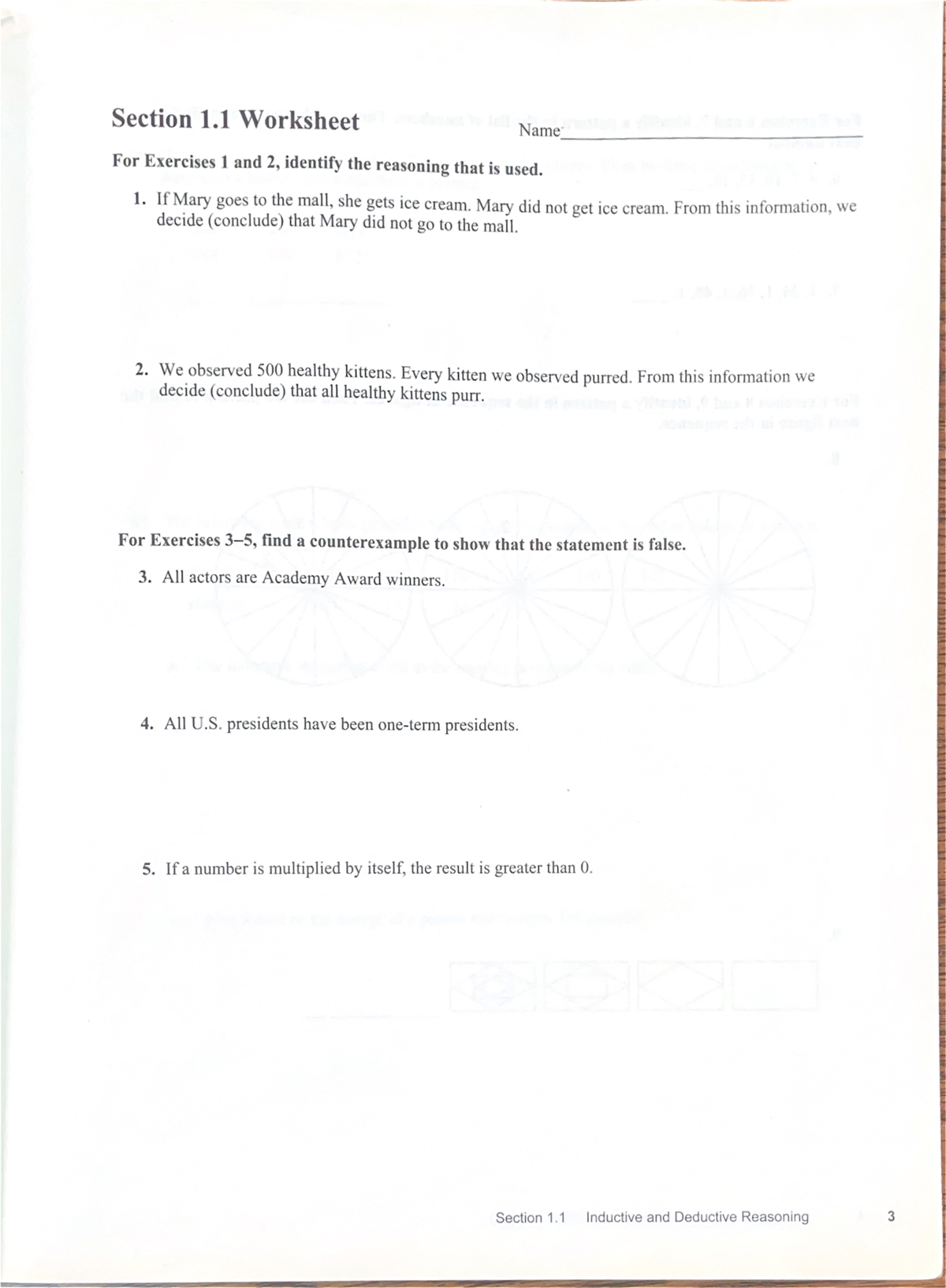 1.1 Worksheet - 1.1 assignment - Section 1 Worksheet Name For Exercises ...