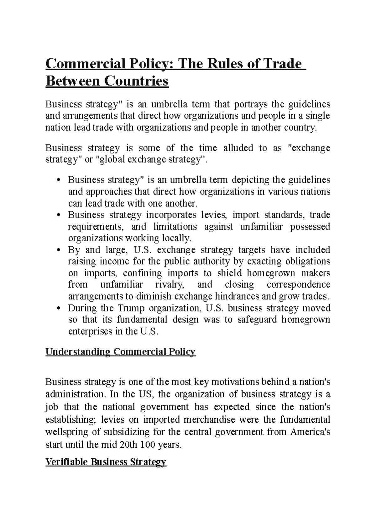 Commercial Policy The Rules of Trade Between Countries - Commercial ...