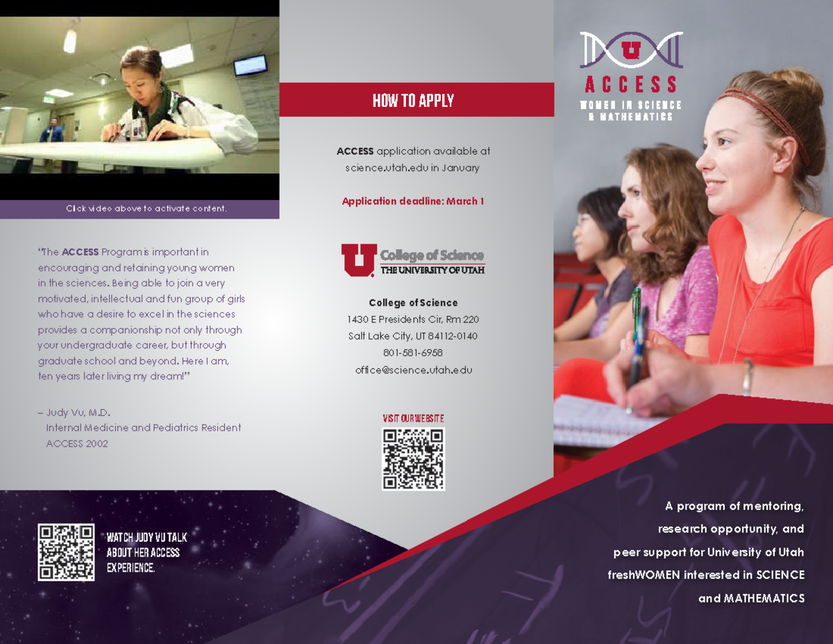 Access Program Brochure - ACCESS application available at science.utah ...