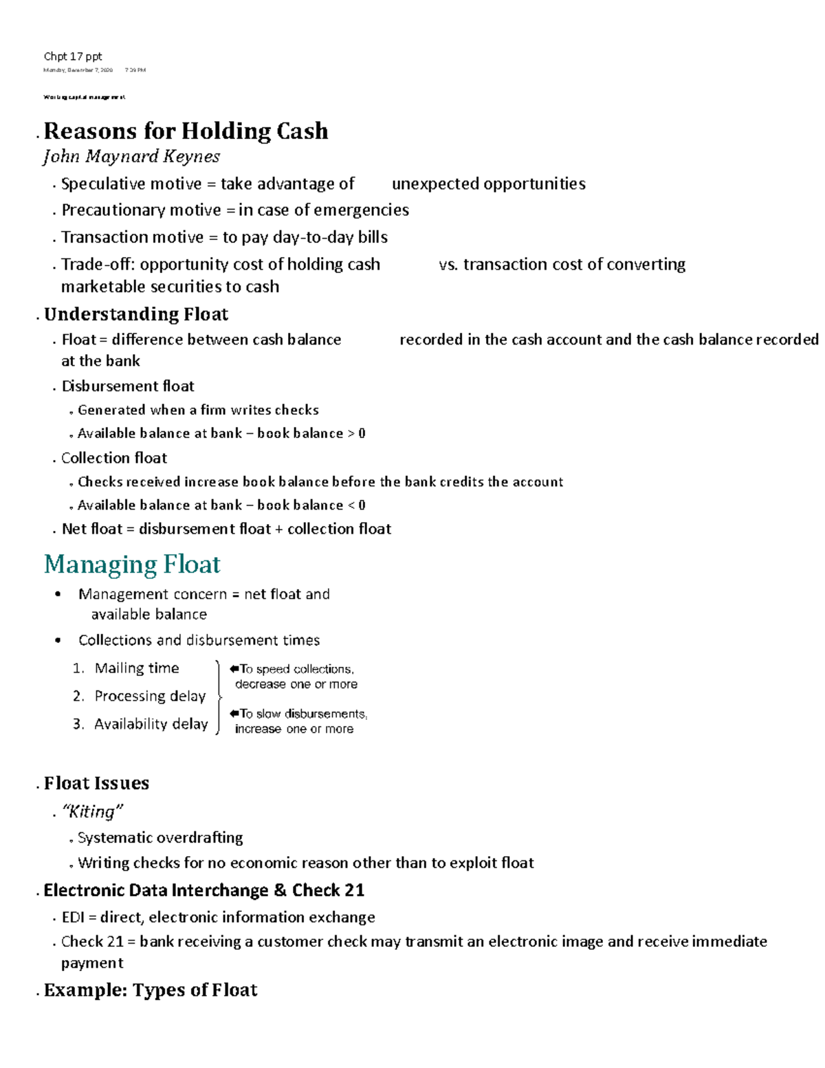 Chapter 17 ppt - Lecture notes 17 - tŽƌŬŝŶŐ ĐĂƉŝƚĂů ŵĂŶĂŐĞŵĞŶƚ - StuDocu