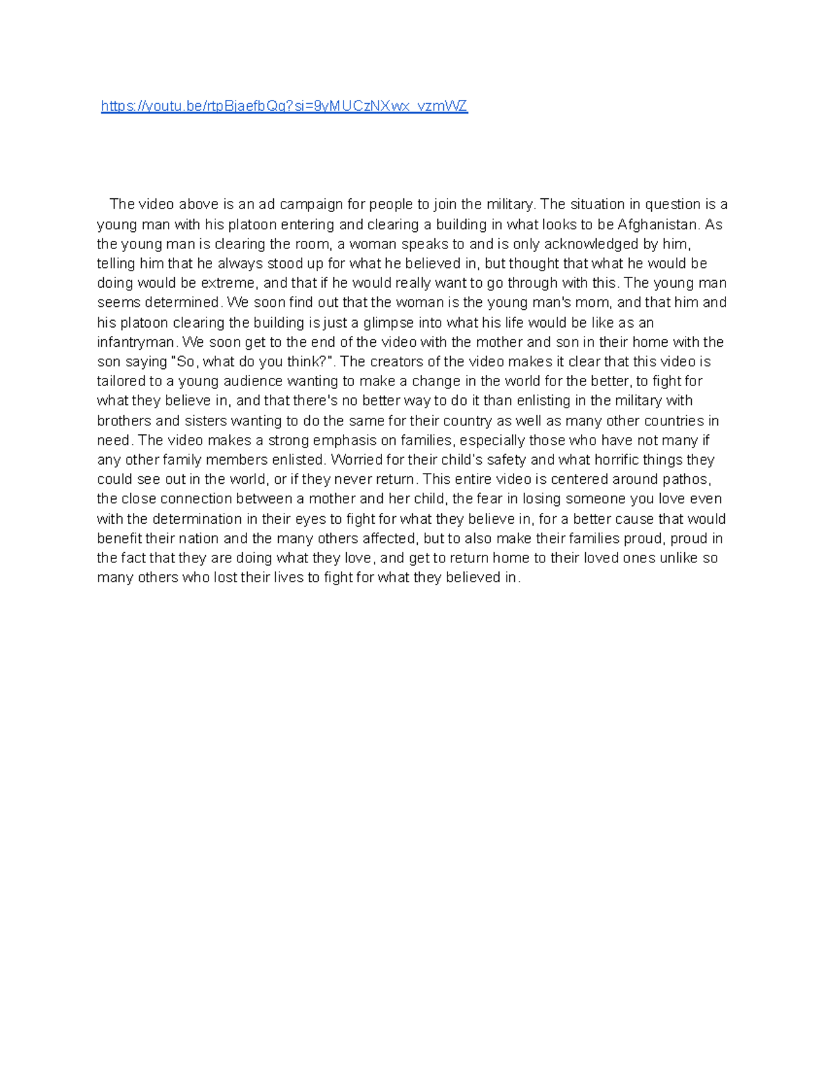 Rhetorical analysis assignment - youtu/rtpBjaefbQg?si=9yMUCzNXwx_vzmWZ ...